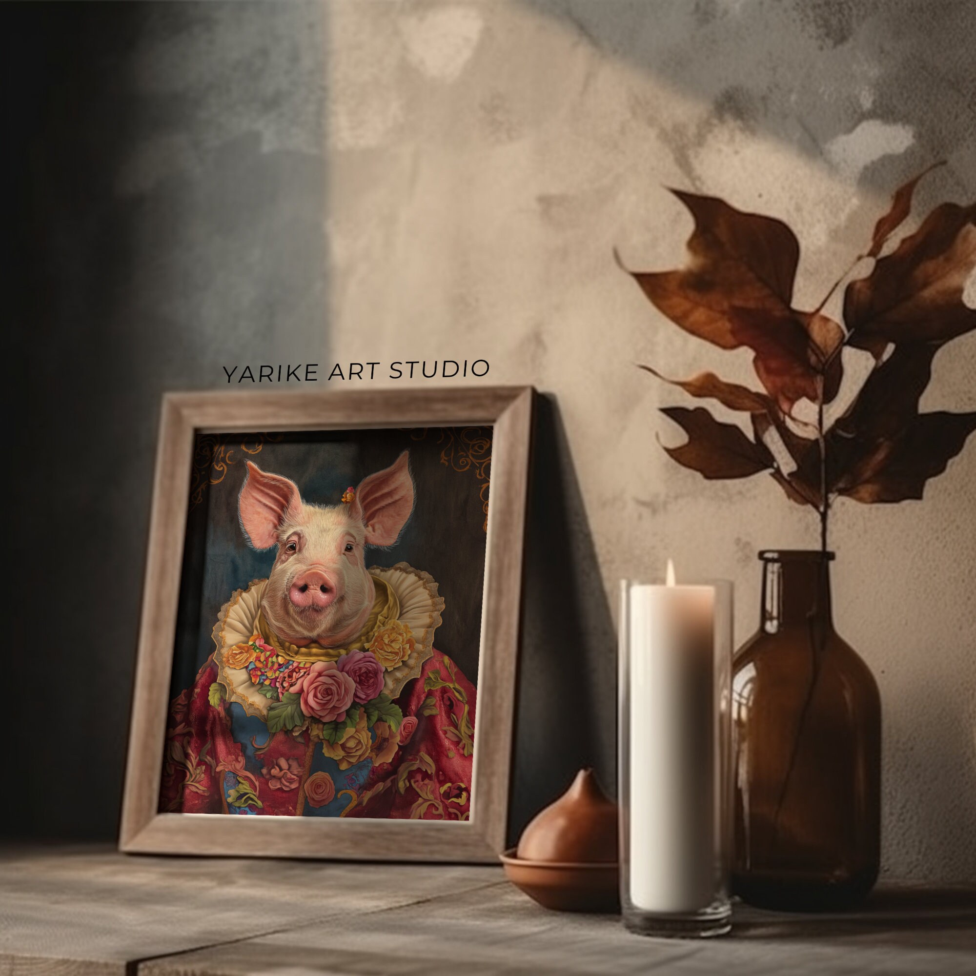 PRINTABLE Pig Portrait Print Folk Art Pig Painting Folk Art Prints Fine ...