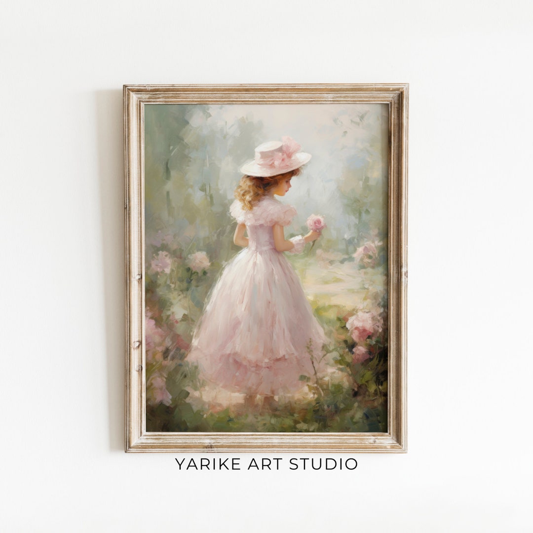 Woman in Flower Garden Landscape Oil Painting Spring Decor Spring Print ...