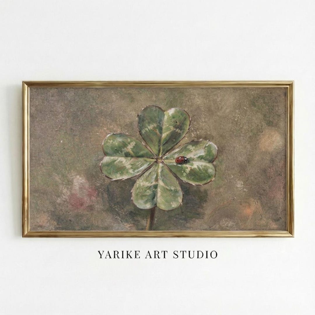 Four Leaf Clover & Ladybug Samsung Frame TV Art | Lucky Botanical Oil ...