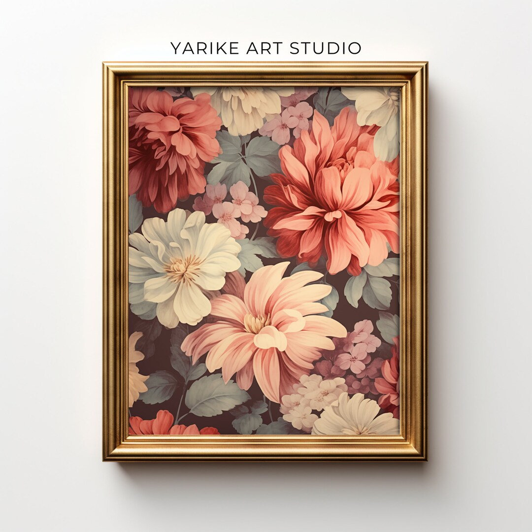 Printable Vertical Botanical Tapestry Wall Art Flower Pattern Wall ...