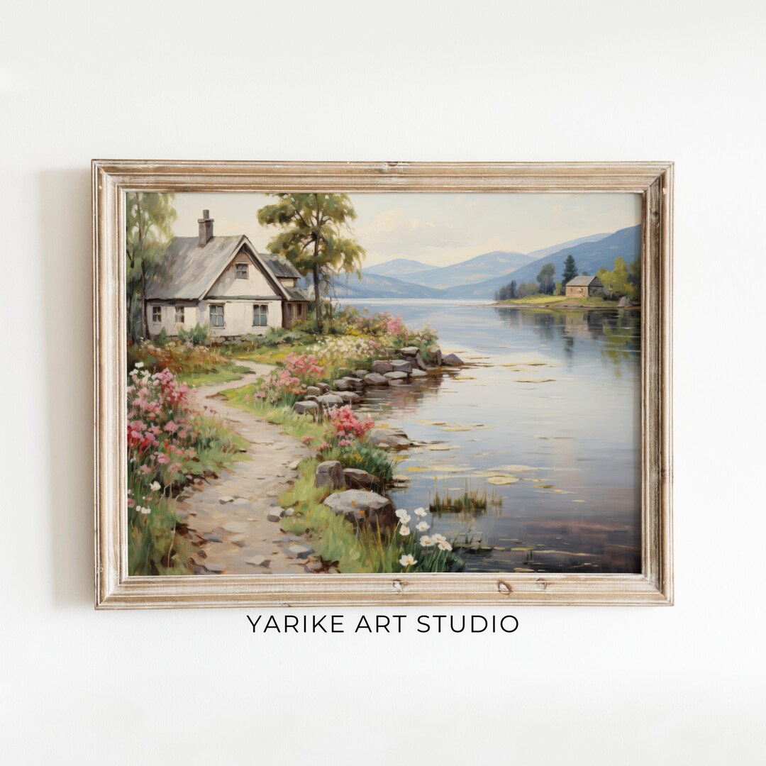 Vintage Spring Cottage Painting Spring Print PRINTABLE Art Summer ...