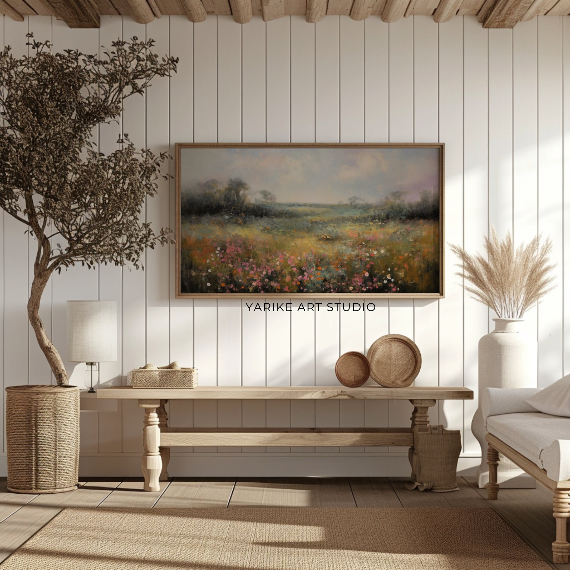Moody Spring Frame TV Art Wildflower Field TV Art Frame Landscape ...