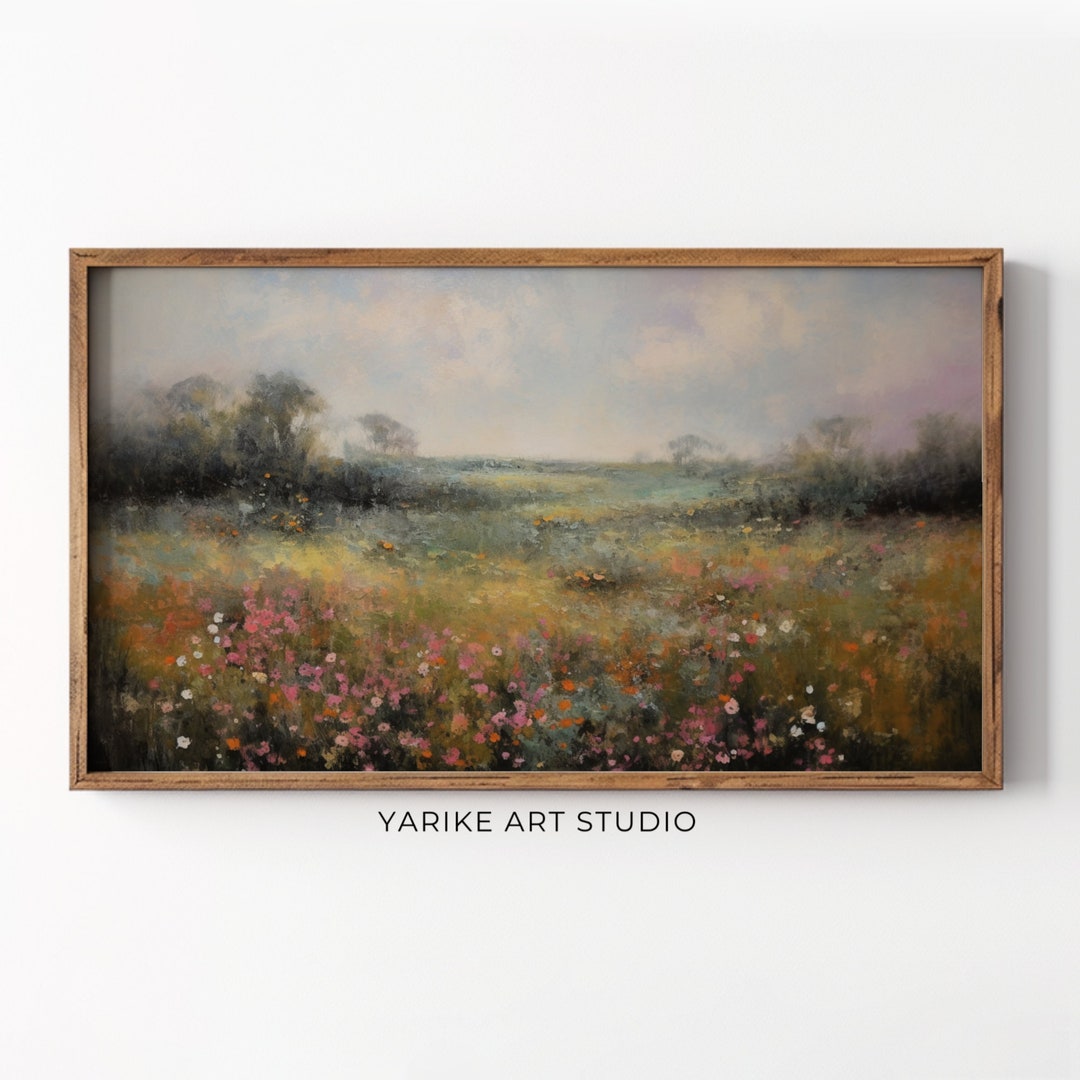 Moody Spring Frame TV Art Wildflower Field TV Art Frame Landscape ...