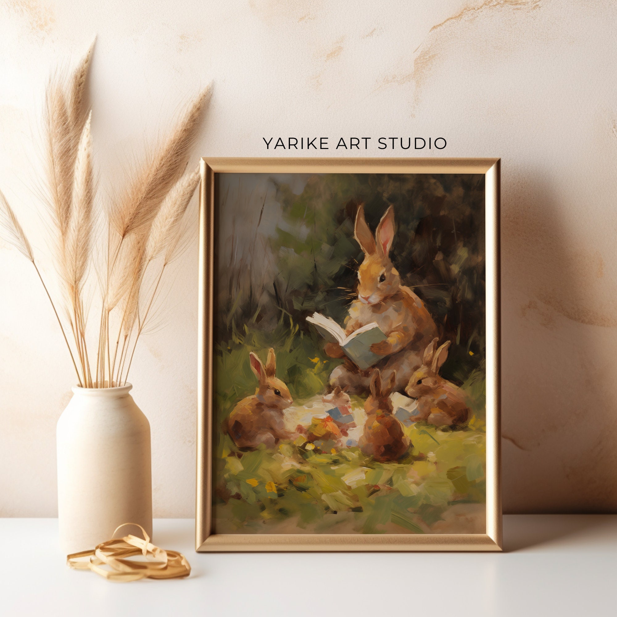 Spring Bunny Rabbit Family Spring Decor Vintage Spring Printable ...