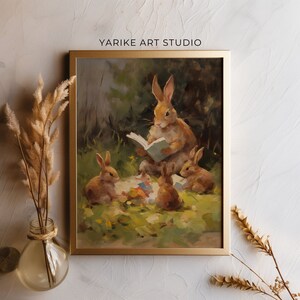 Spring Bunny Rabbit Family Spring Decor Vintage Spring Printable ...