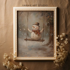 Swinging Snowman Print | Winter PRINTABLE Wall Art | Frosty Winter ...