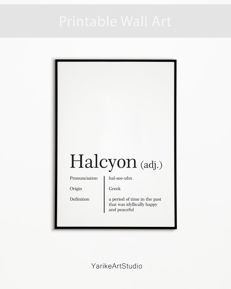 Halcyon Definition Print Greek Culture Art Digital Download | Etsy