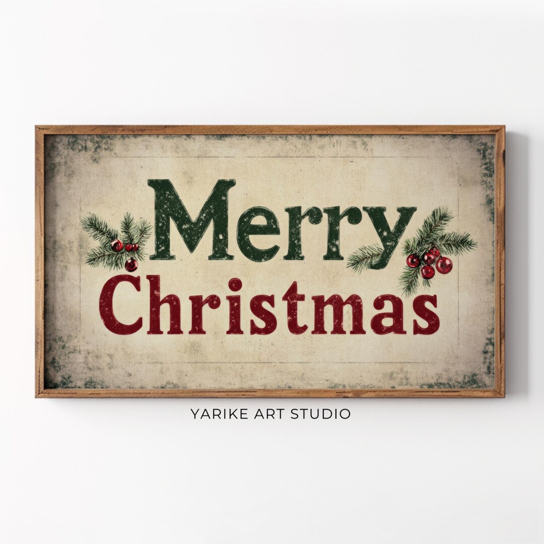 Merry Christmas Greeting Samsung Frame Tv Art, Winter Tv Art, Xmas ...