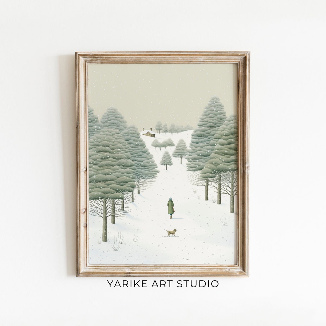Printable Serene Winter Walk | Winter Scenery Print | Snowy Landscape ...