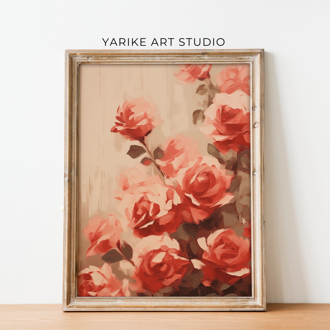 Red Roses Oil Painting | Valentines Day Decor | PRINTABLE Girly ...