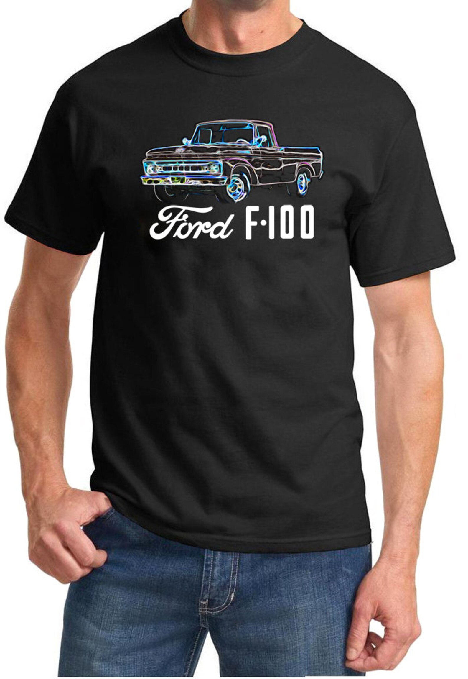 Camiseta a todo color con diseño de neón de camioneta pickup Ford F100 ...