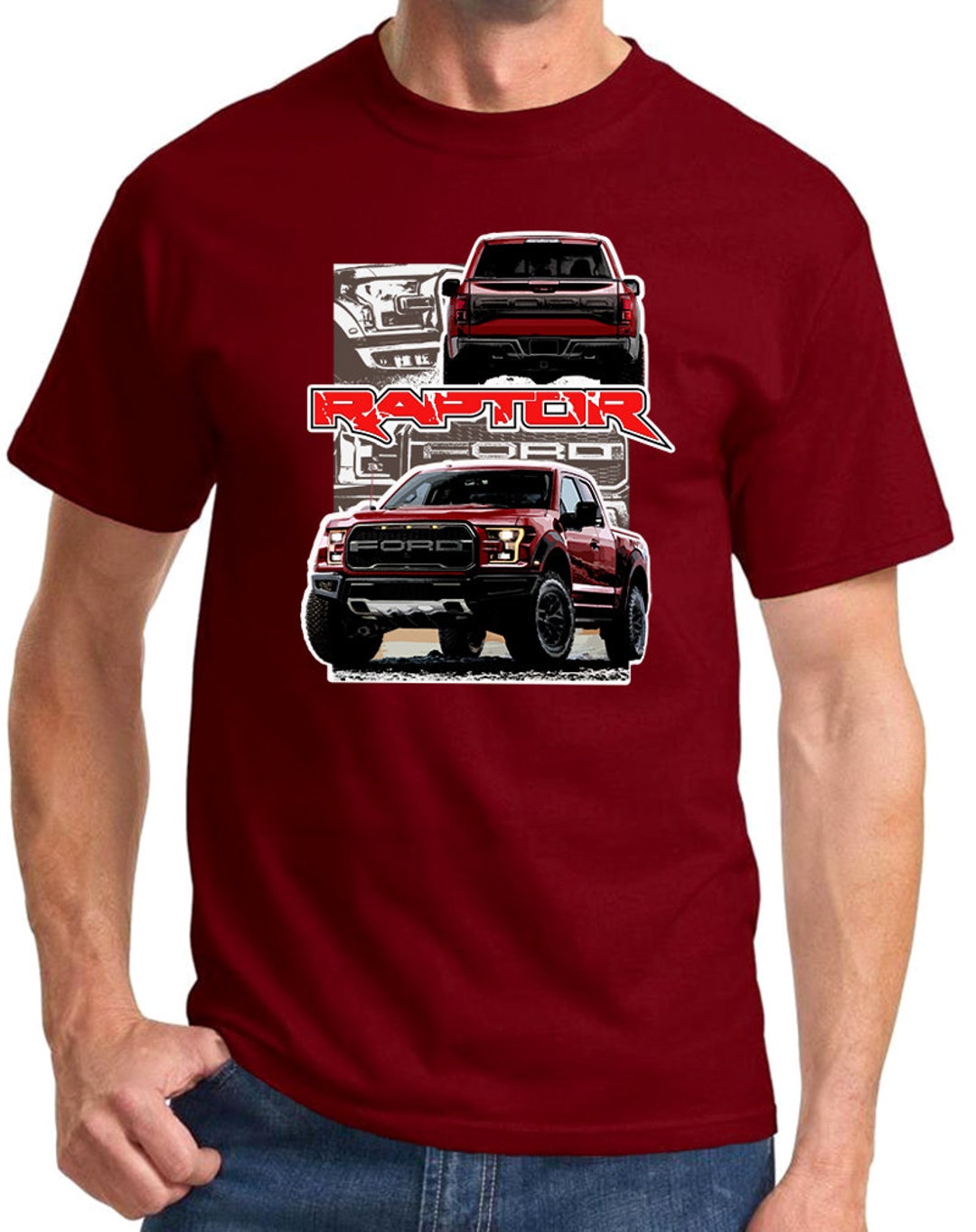 2017-20 Ford Raptor F150 4x4 Maroon Truck Full Color Design Tshirt - Etsy