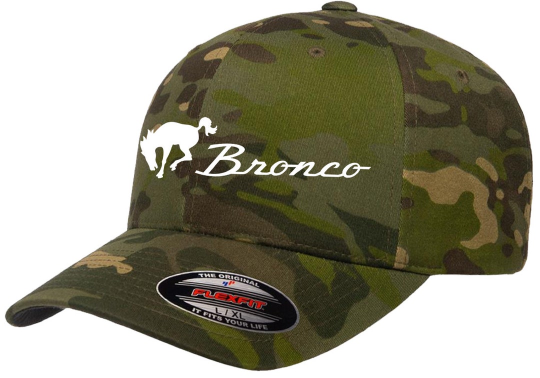 Ford Bronco Classic Logo Classic Design Flexfit 6277 Baseball Hat Cap ...