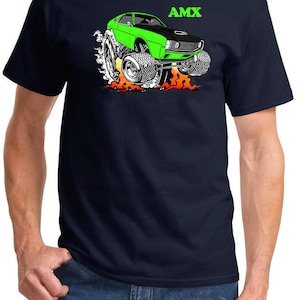 1970 AMC AMX Classic Cartoon Muscle Car Full Color Design Tshirt - Etsy