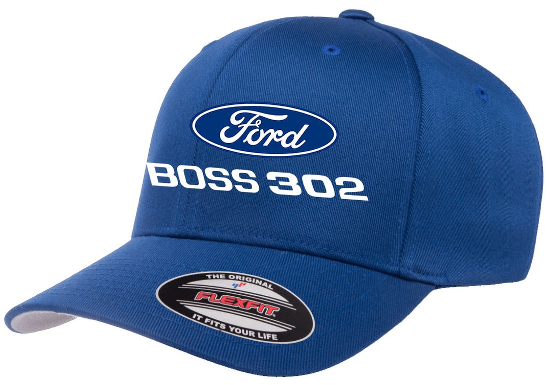 Ford Boss 302 Mustang Logo Classic Design Flexfit 6277 Baseball Hat Cap ...