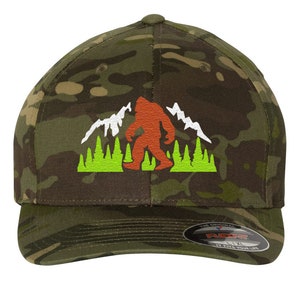 Bigfoot Sasquatch Forest Classic Design Flexfit 6277 Baseball Hat Cap ...