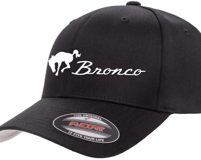 Ford Bronco Classic Logo Classic Design Flexfit 6277 Baseball Hat Cap ...