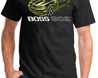 2012 Ford Boss 302 Mustang Neon Design Full Color Tshirt - Etsy
