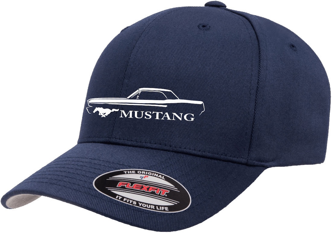 1965 1966 Ford Mustang Coupe Outline Design Flexfit 6277 Baseball Hat