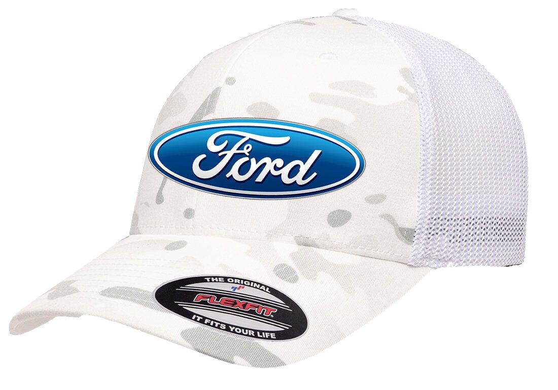 Ford Script Oval Logo Classic Design Flexfit 6511 Trucker Baseball Hat ...
