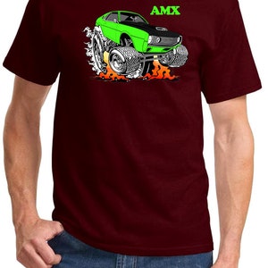 1970 AMC AMX Classic Cartoon Muscle Car Full Color Design Tshirt - Etsy