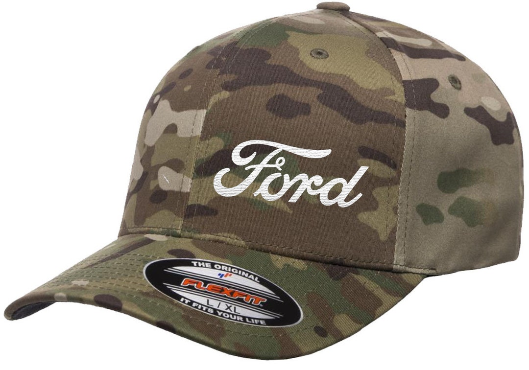 Ford Script Logo Side Panel Embroidered Design Flexfit 6277 Camo ...