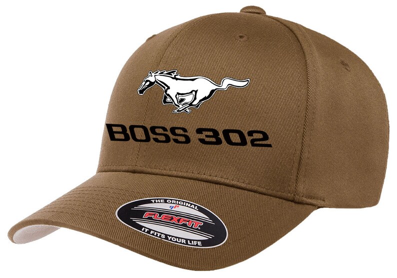 Ford Boss 302 Mustang Logo Classic Design Flexfit 6277 Baseball Hat Cap ...