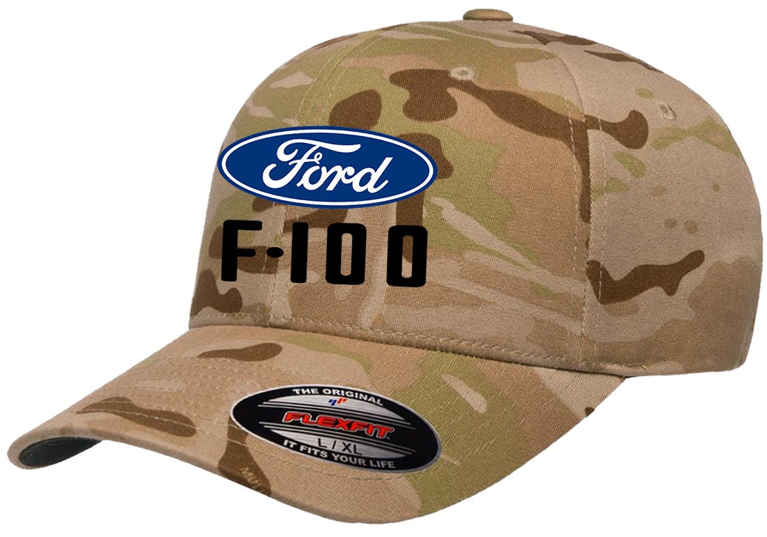 Ford F100 Pickup Truck Logo Classic Design Flexfit 6277 Baseball Hat ...