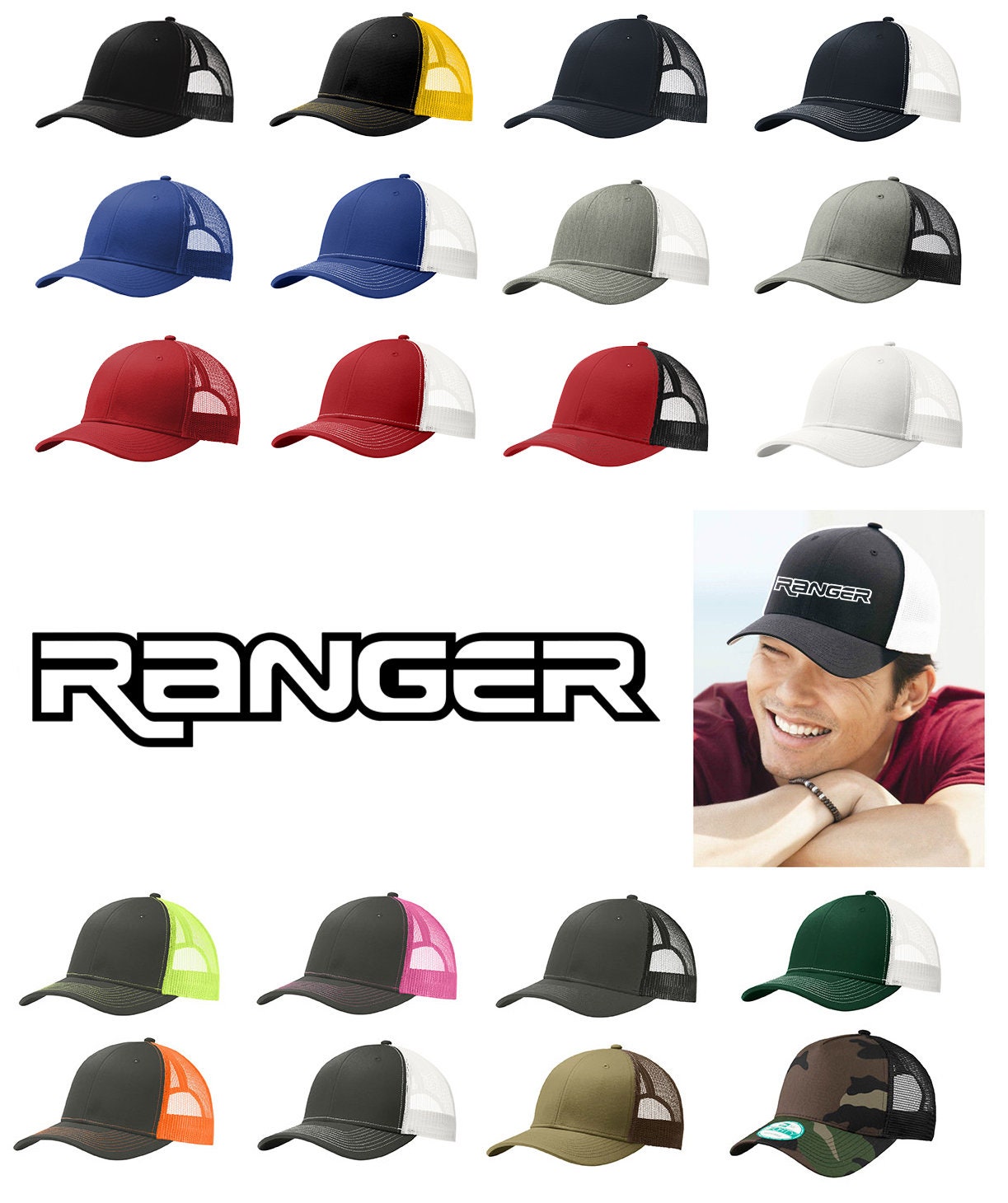 Ford Ranger Pickup Truck Logo Design Snapback Trucker Hat Cap - Etsy