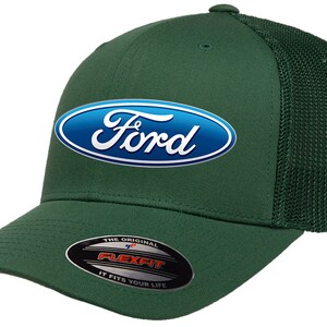 Ford Script Oval Logo Classic Design Flexfit 6511 Trucker Baseball Hat ...