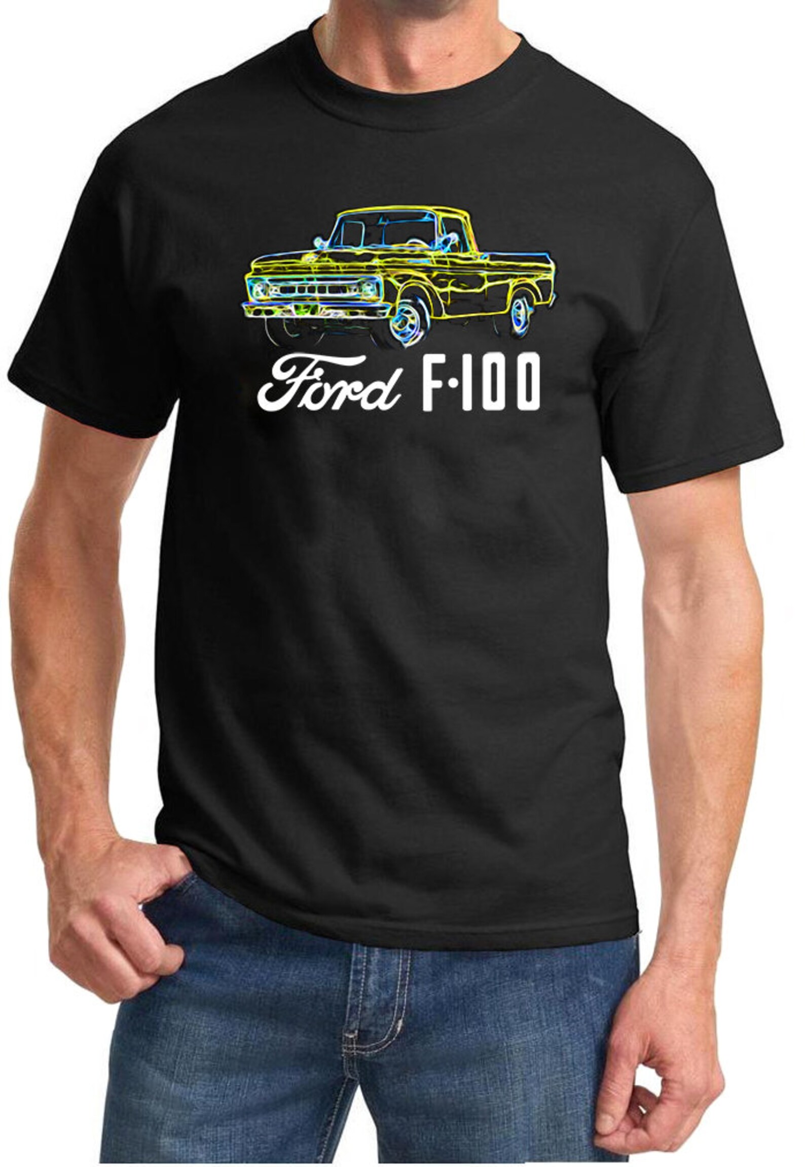 Camiseta a todo color con diseño de neón de camioneta pickup Ford F100 ...