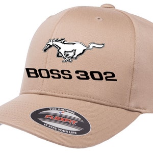 Ford Boss 302 Mustang Logo Classic Design Flexfit 6277 Baseball Hat Cap ...