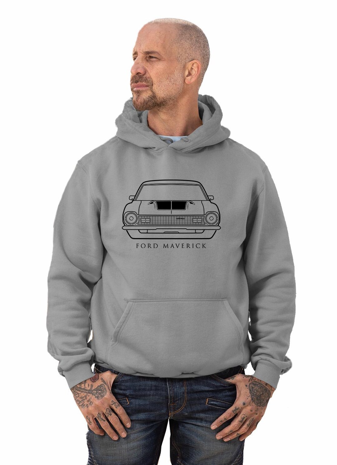 1971 1972 Ford Maverick With Stripes Front End Design Hoodie Sweatshirt ...