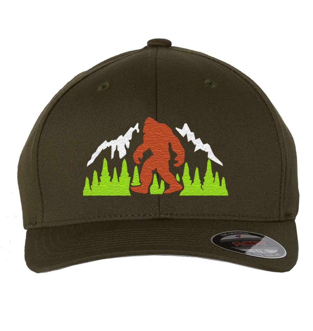 Bigfoot Sasquatch Forest Classic Design Flexfit 6277 Baseball Hat Cap ...