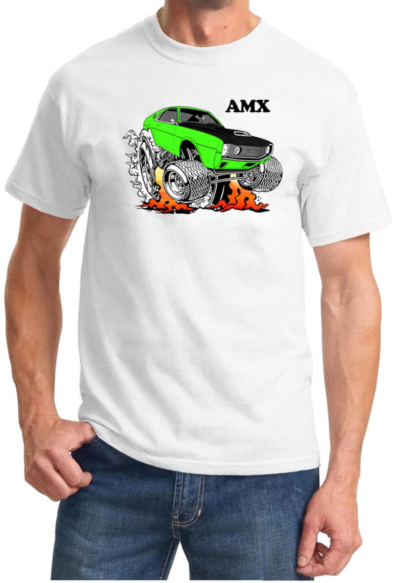 1970 AMC AMX Classic Cartoon Muscle Car Full Color Design Tshirt - Etsy