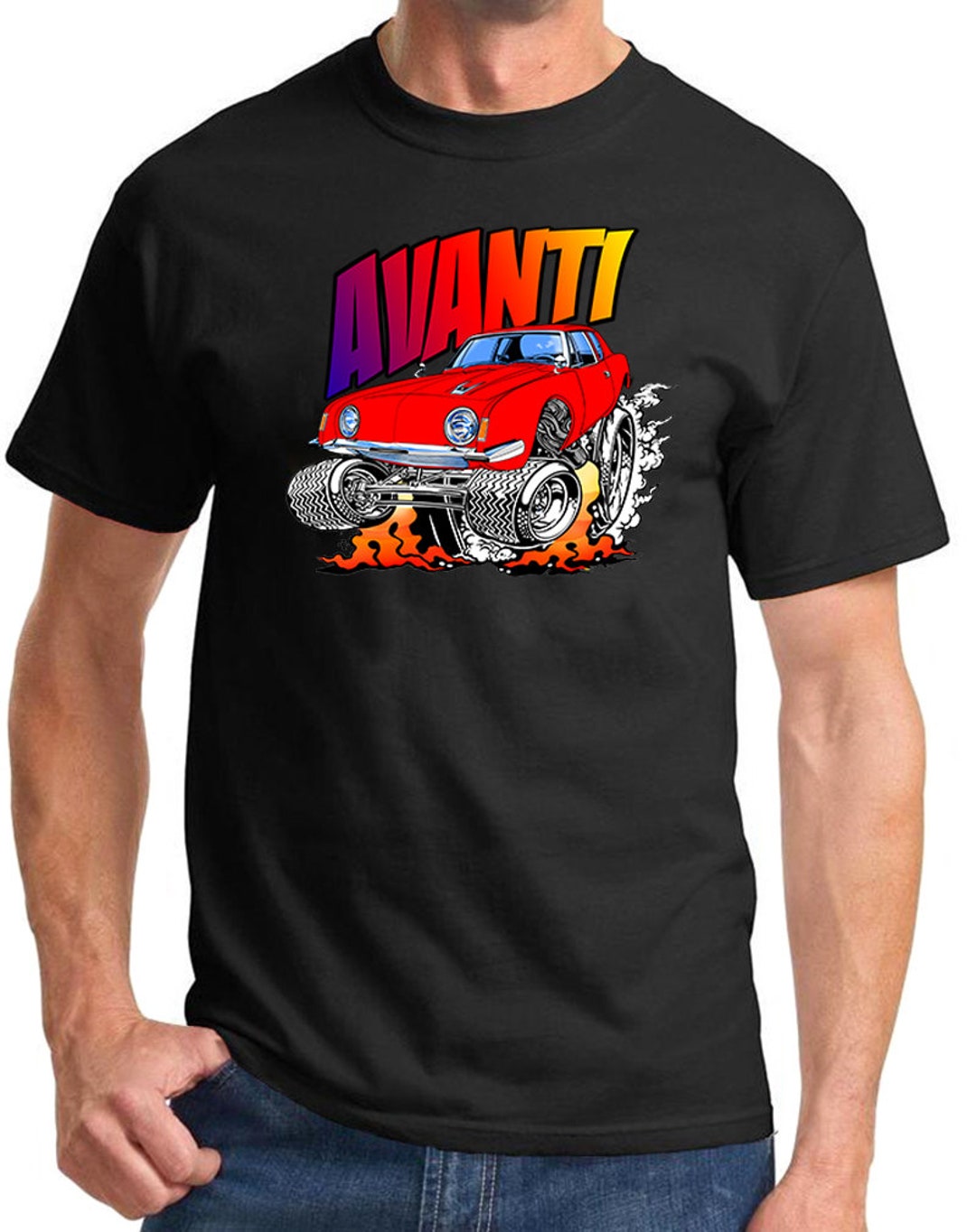 Studebaker Avanti Classic Cartoon Muscle Car Full Color Design Tshirt ...