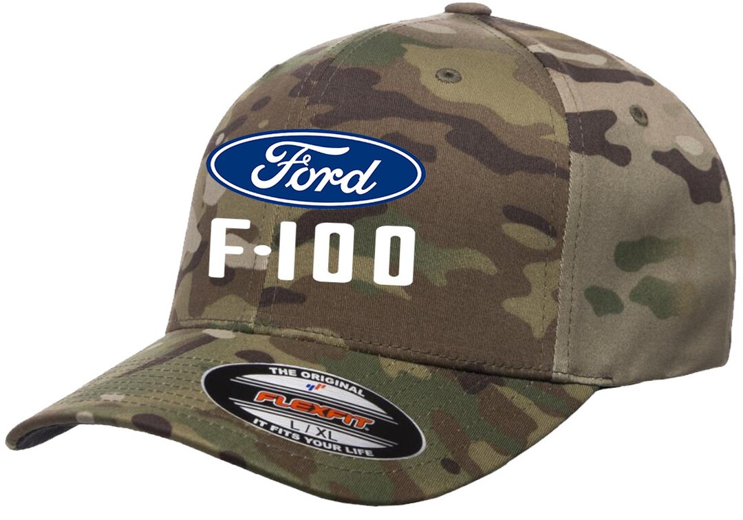 Ford F100 Pickup Truck Logo Classic Design Flexfit 6277 Baseball Hat ...