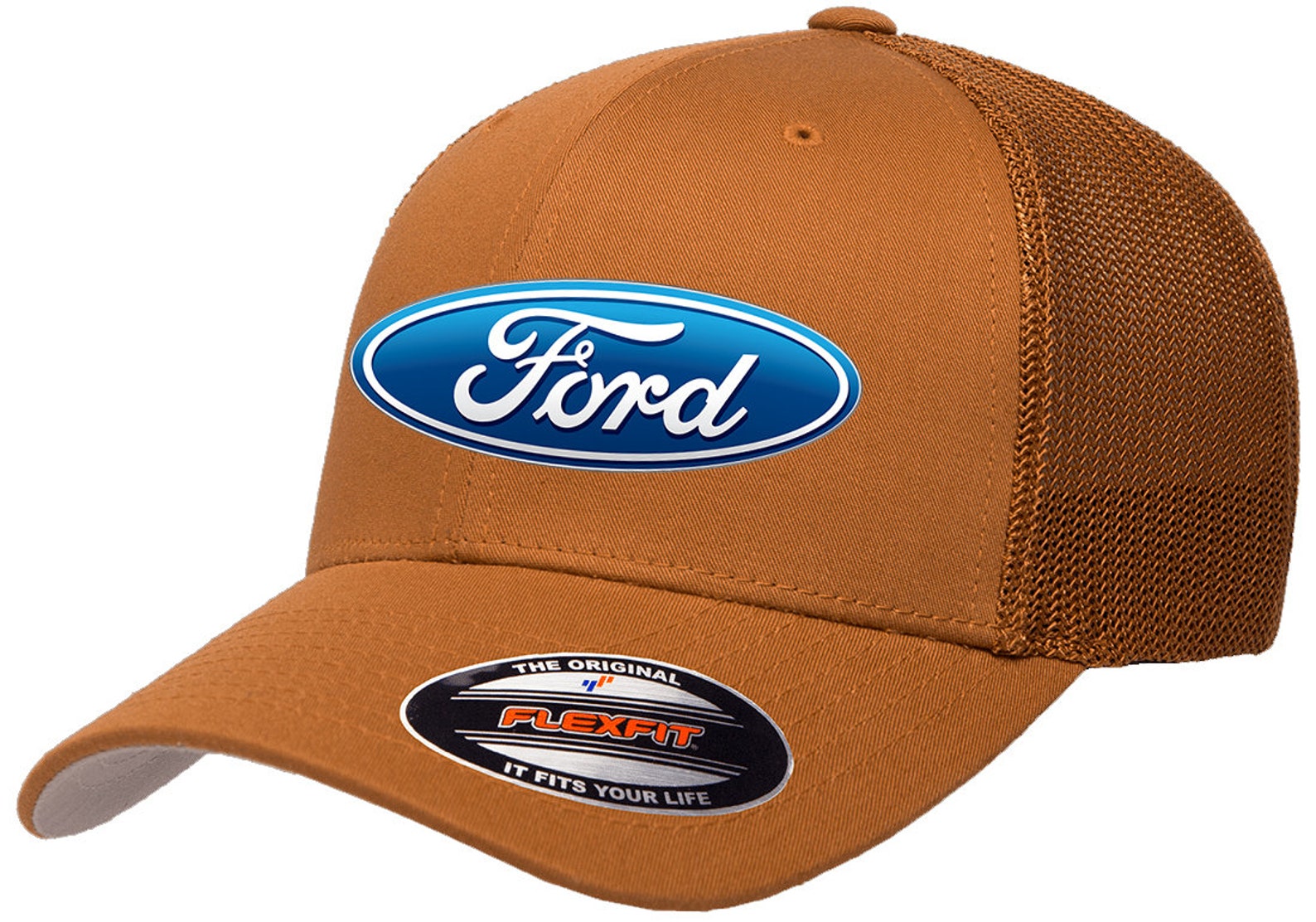Ford Script Oval Logo Classic Design Flexfit 6511 Trucker Baseball Hat ...
