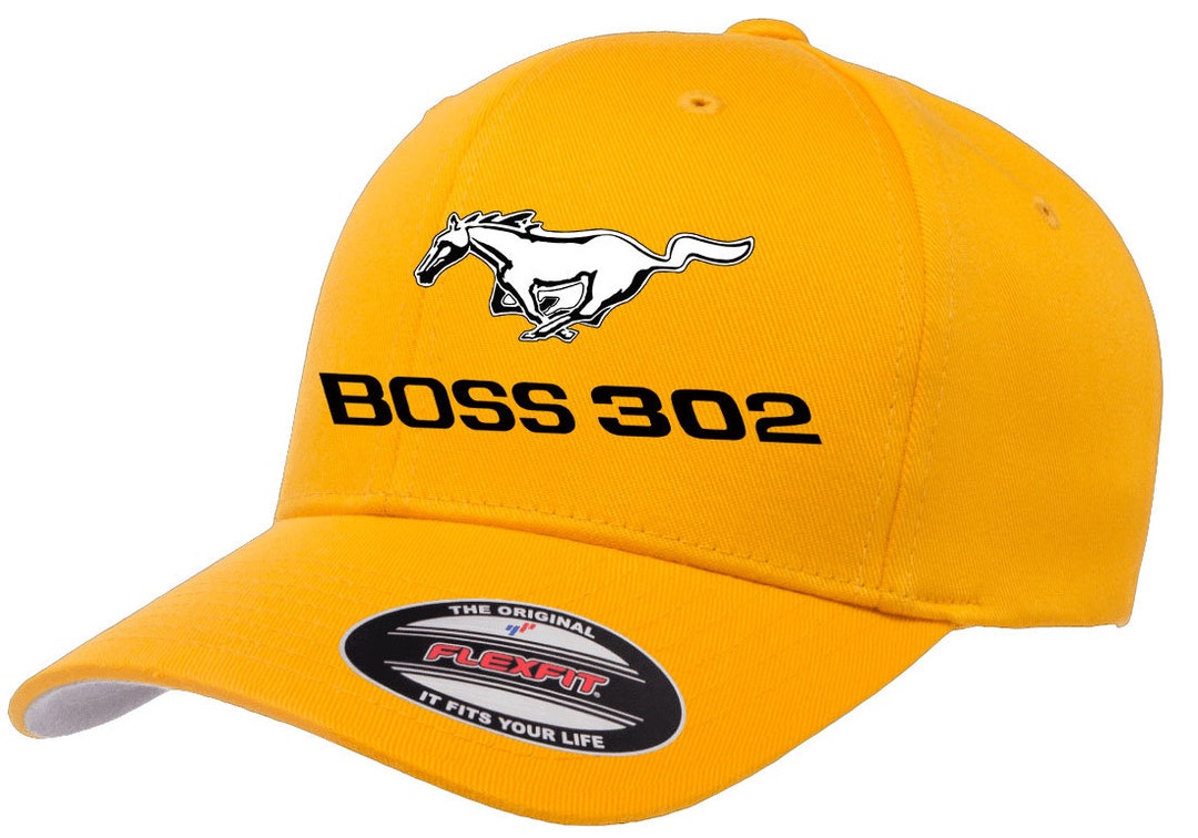 Ford Boss 302 Mustang Logo Classic Design Flexfit 6277 Baseball Hat Cap ...