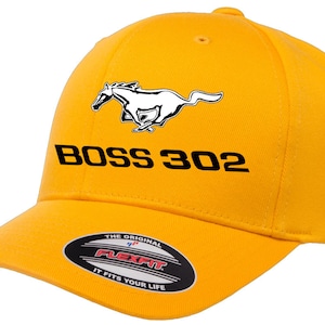 Ford Boss 302 Mustang Logo Classic Design Flexfit 6277 Baseball Hat Cap ...