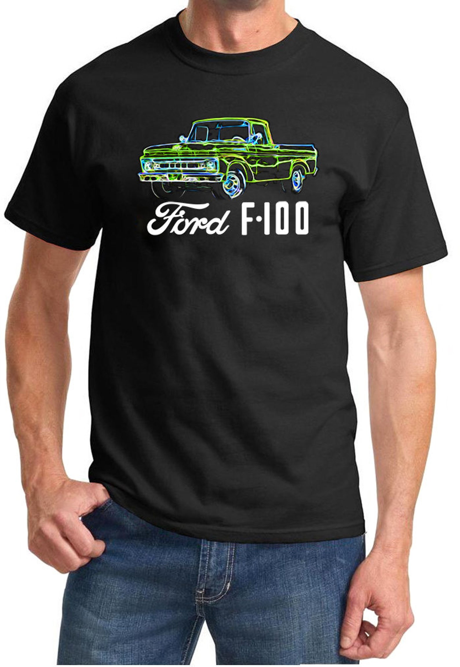 Camiseta a todo color con diseño de neón de camioneta pickup Ford F100 ...