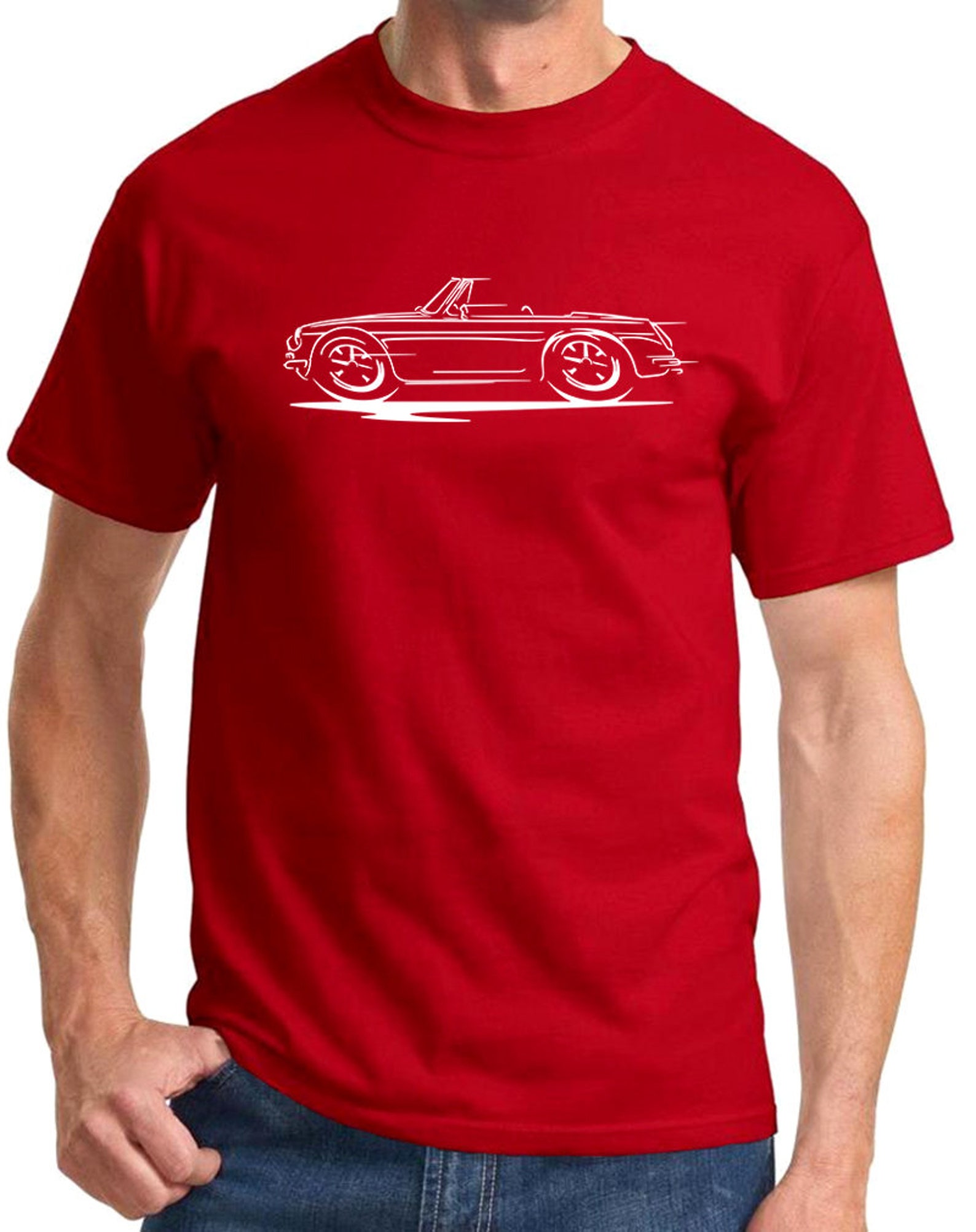 MG MGB Convertible Sports Car Redline Design Tshirt - Etsy