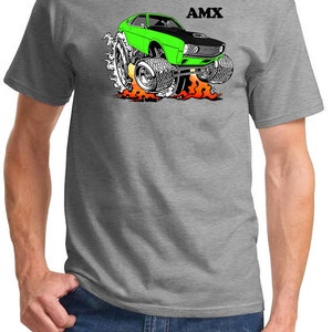 1970 AMC AMX Classic Cartoon Muscle Car Full Color Design Tshirt - Etsy