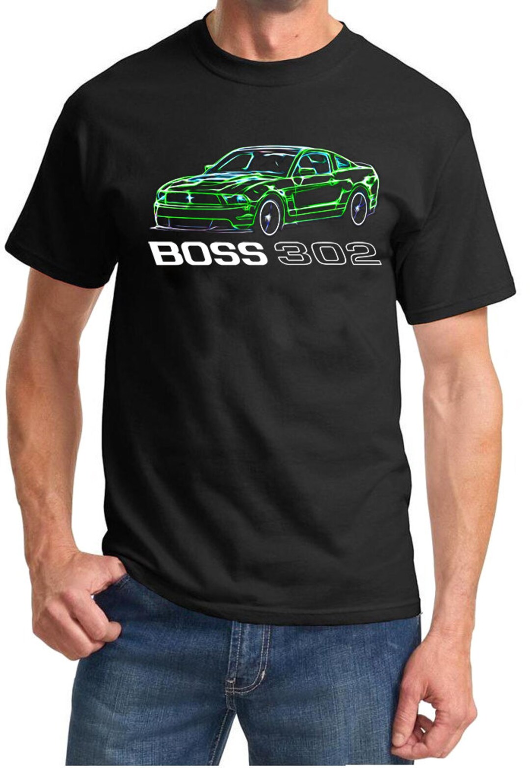 2012 Ford Boss 302 Mustang Neon Design Full Color Tshirt - Etsy