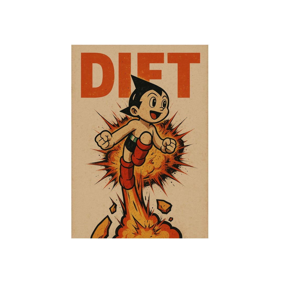 Astro Boy Alternative - 'DIET' Retro Cartoon Decor, Home Office Art ...