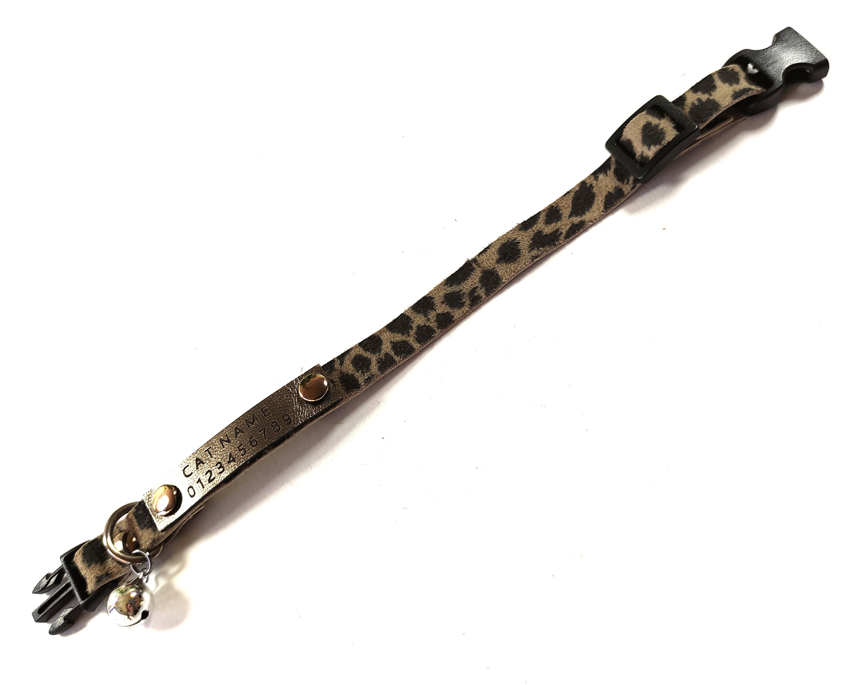 Cheetah Animal Print Leather Cat Collars With Bell Custom Id - Etsy