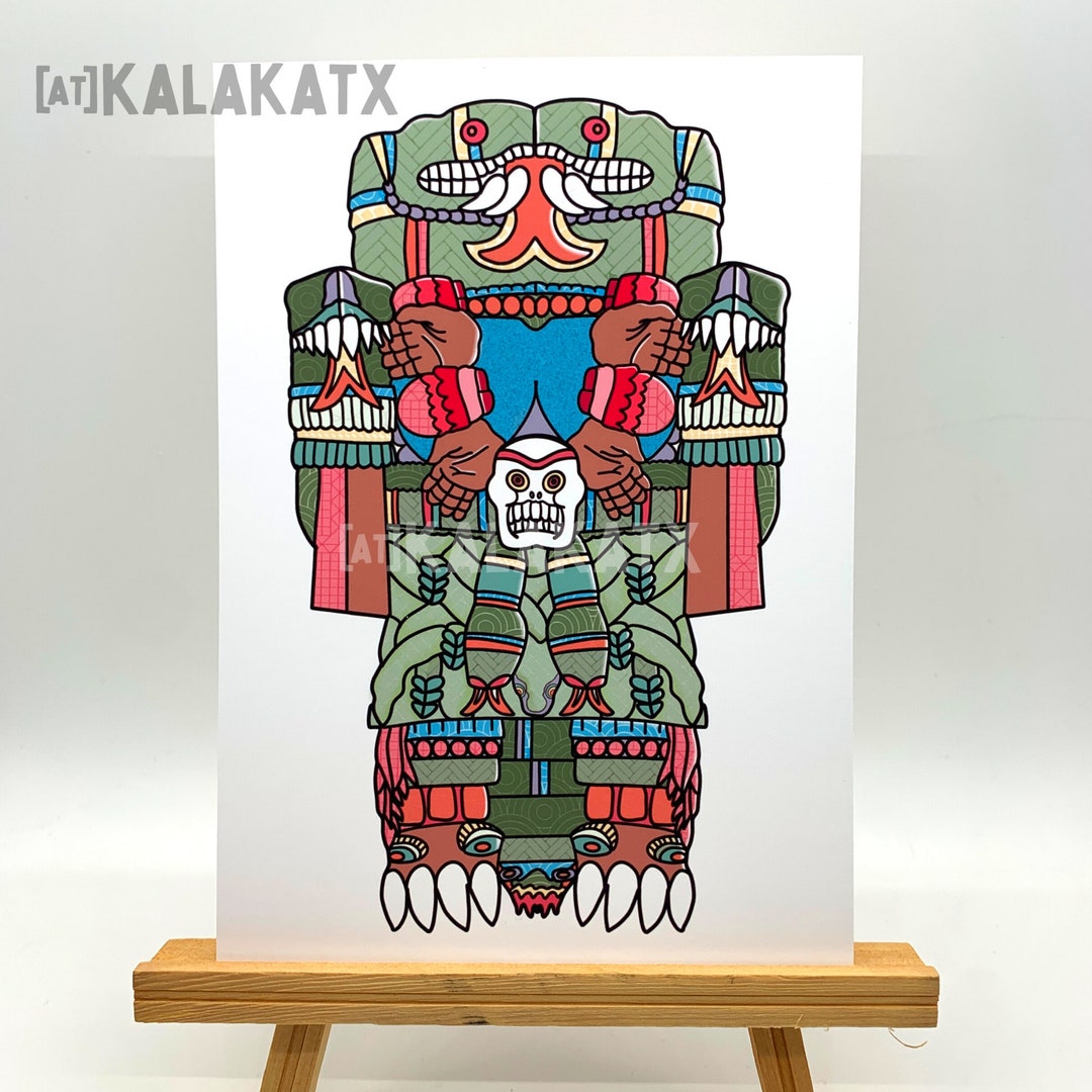 Coatlicue Art Print: Mexica Aztec Deity, Collage Wall Decor - Etsy