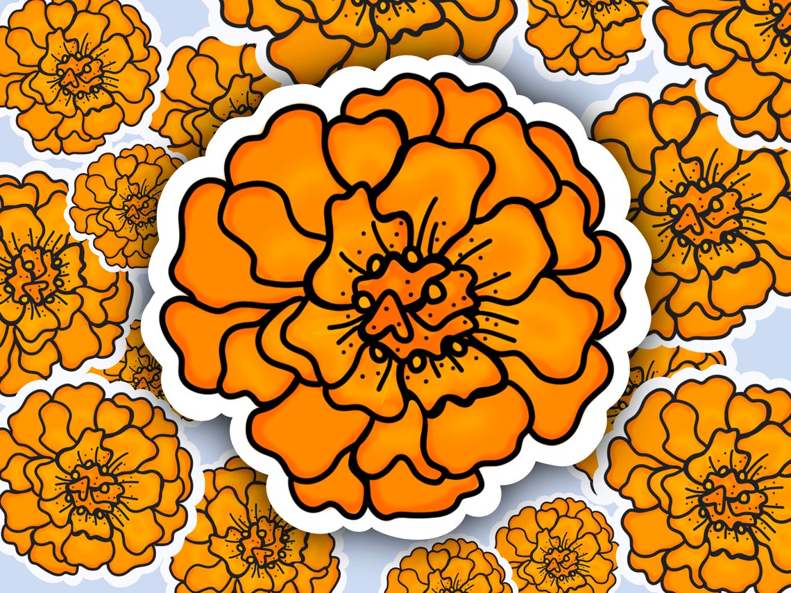 Mexican Marigold Sticker, the Cempasúchil or Flowers for Day of the ...