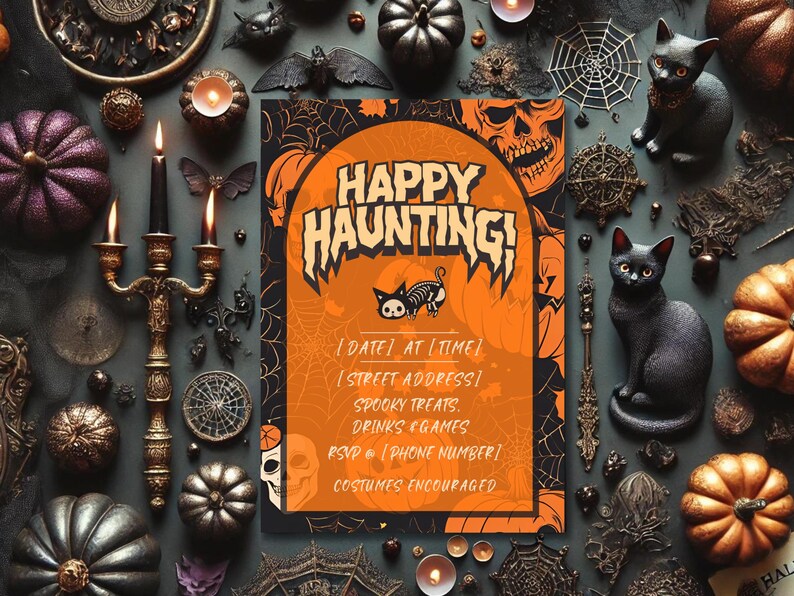 Editable Spooky Celebration Canva Invitation Template | Digital ...