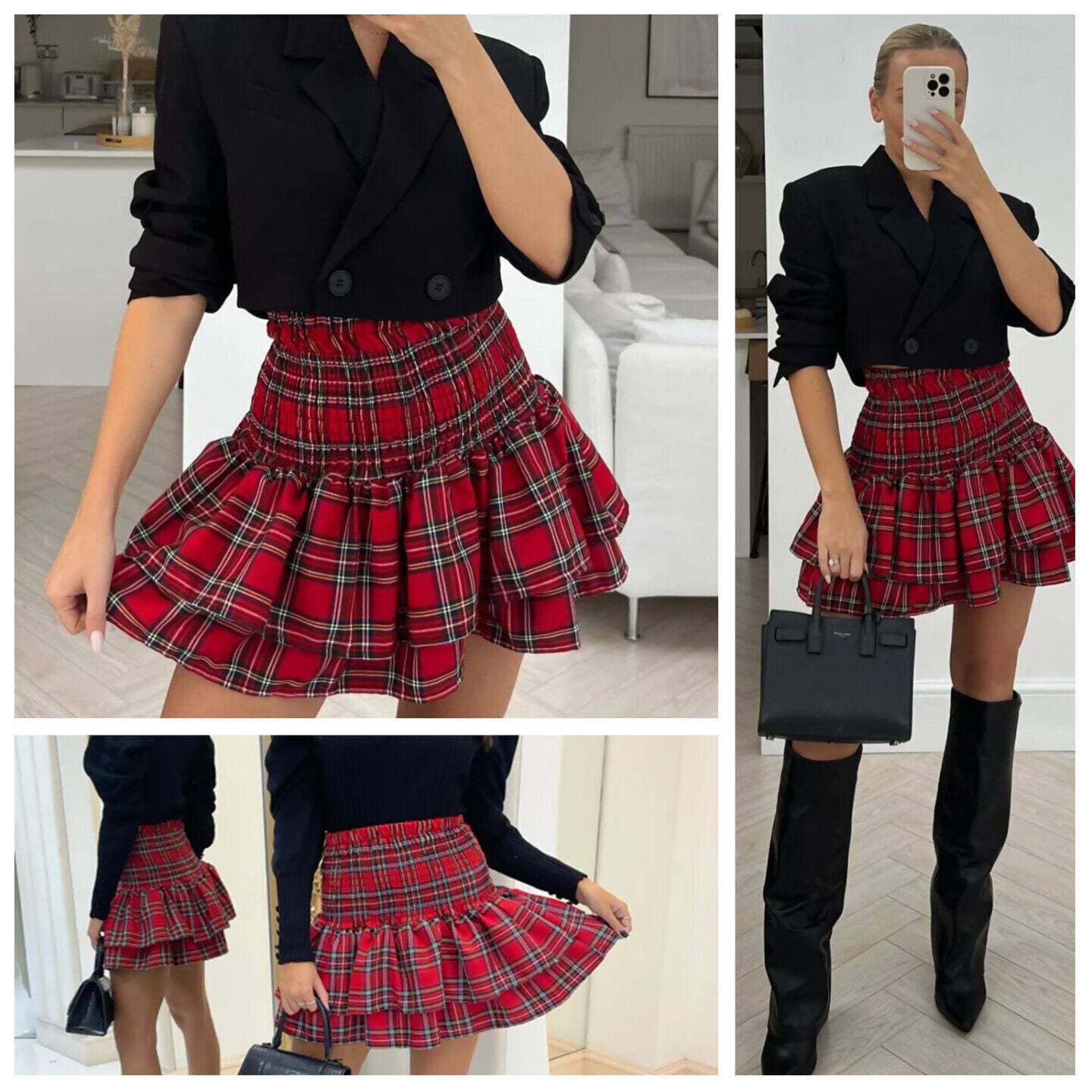 Womens Frill Mini Rara Short Skirt Ladies Plain Gathering Etsy